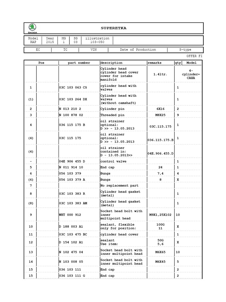 SK - Rapid 1.4l CAXA Cylinder Head | PDF | Mechanical Engineering | Internal Combustion Engine