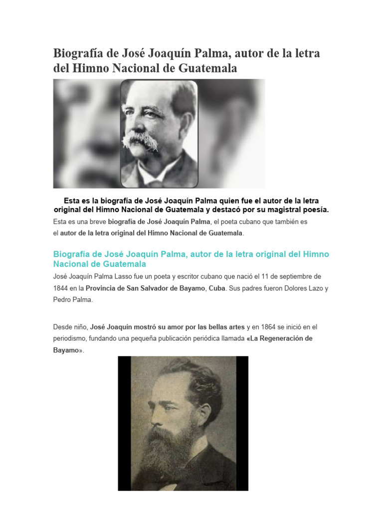 Biografía de José Joaquín Palma | PDF