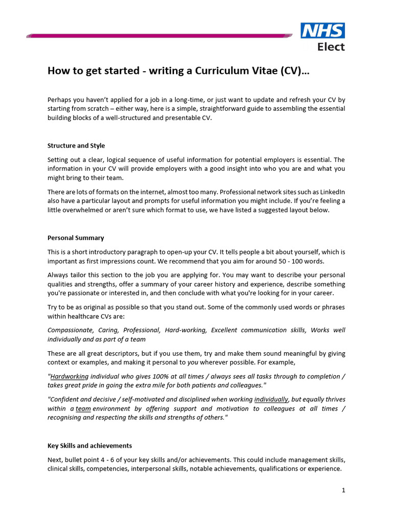 CV Writing Guide for Job Seekers | PDF | Experience