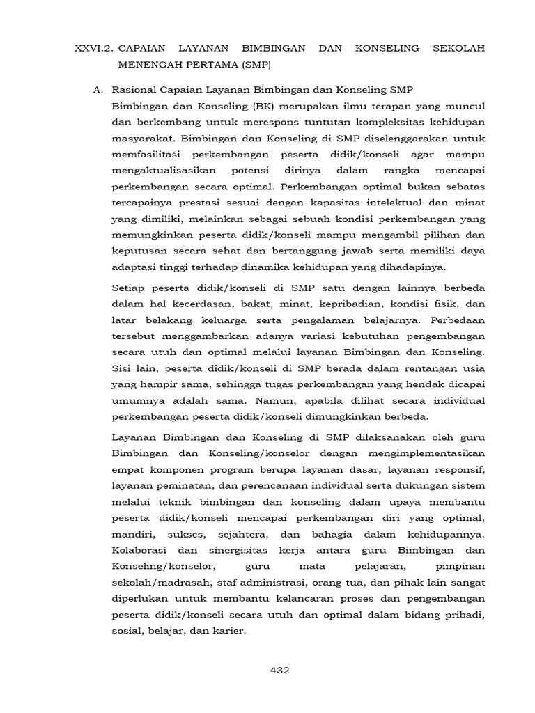 Capaian-Layanan-Cl-Bk-Smp - Dan Contoh Modul | PDF | Karier & Perkembangan