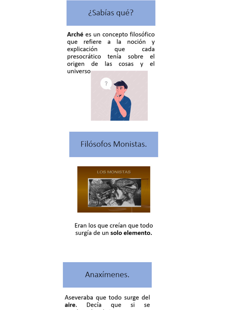 Filósofos Monistas y su Arché | PDF | Filosofía