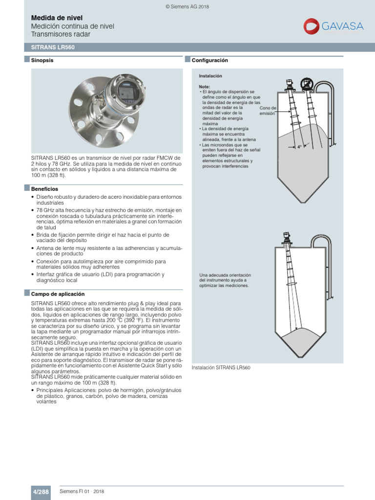 Transmisor Radar SITRANS LR560 | PDF | Microondas | Fenomeno fisico