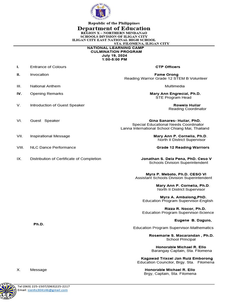 NLC Culmination Program 2024 | PDF