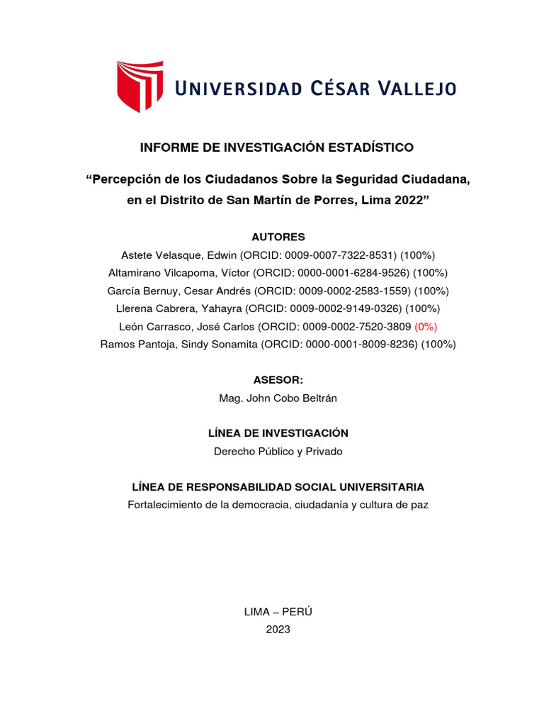 Informe Estadistico (Univariable) | PDF | Valores | Metodología de encuesta