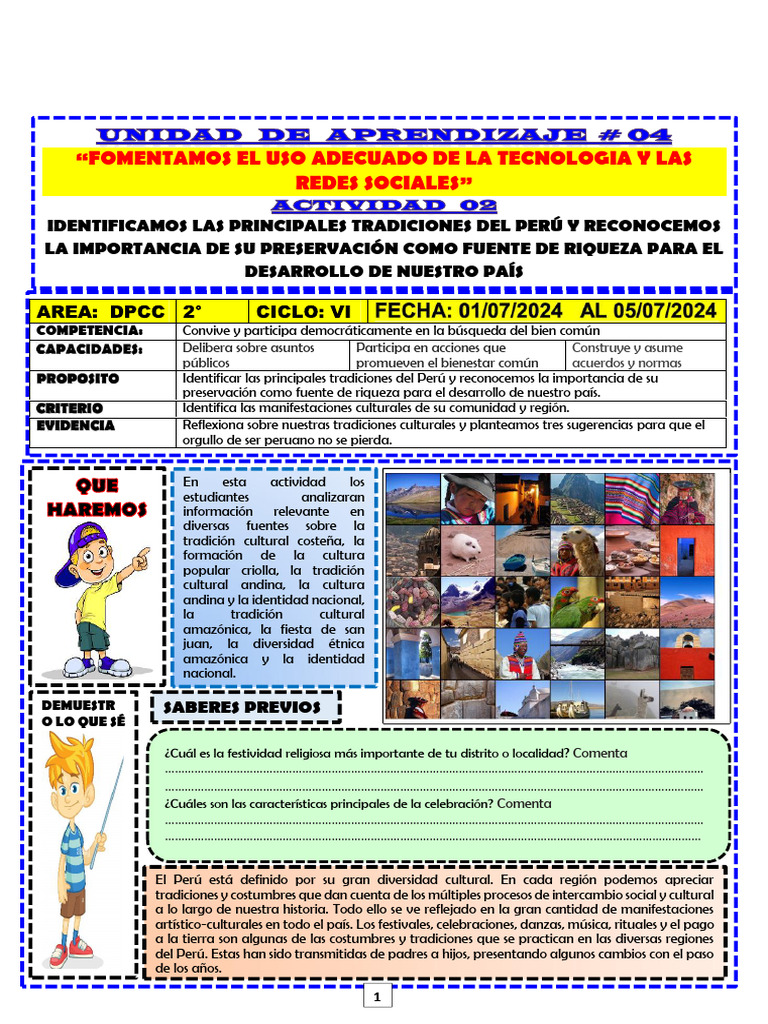 Actividad 2 DPCC 2° Unidad 4 | PDF | Perú