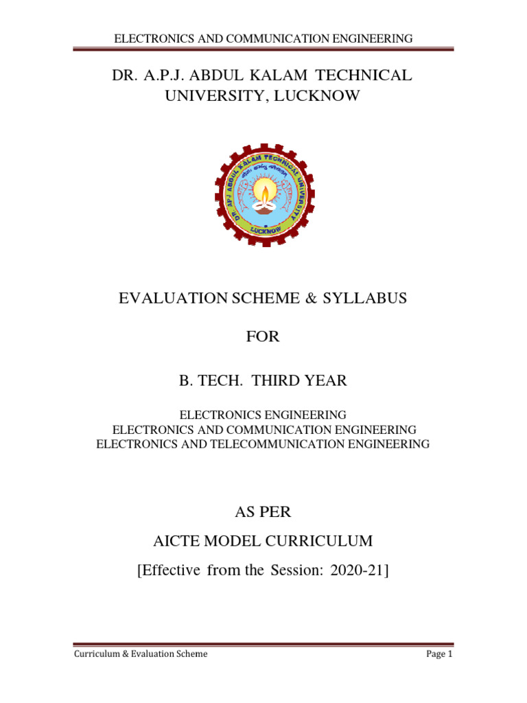 B.tech. 3rd & 4th Year Ece Aicte Model Curriculum 2020-21 | PDF | Electronic Engineering ...