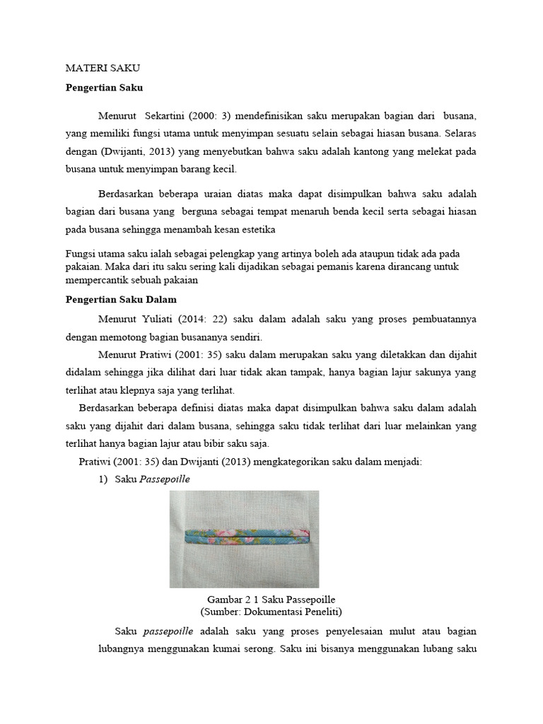 Definisi dan Jenis Saku Dalam Busana | PDF | Griya & Taman