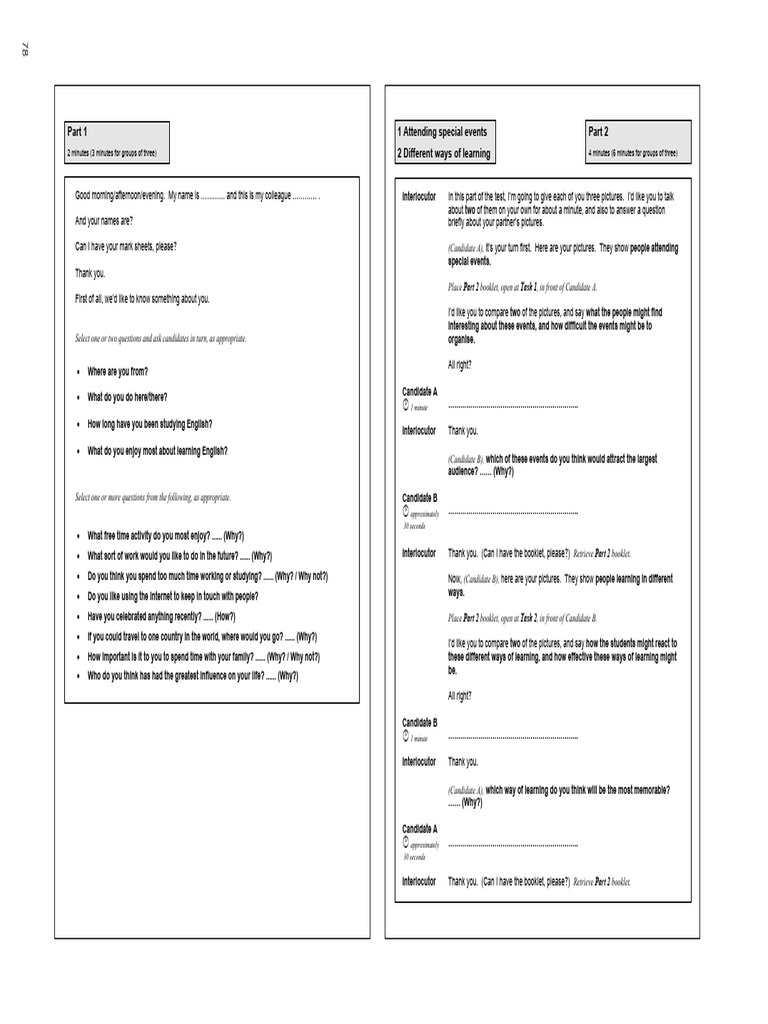 English Speaking Test Guidelines | PDF | Human Communication ...