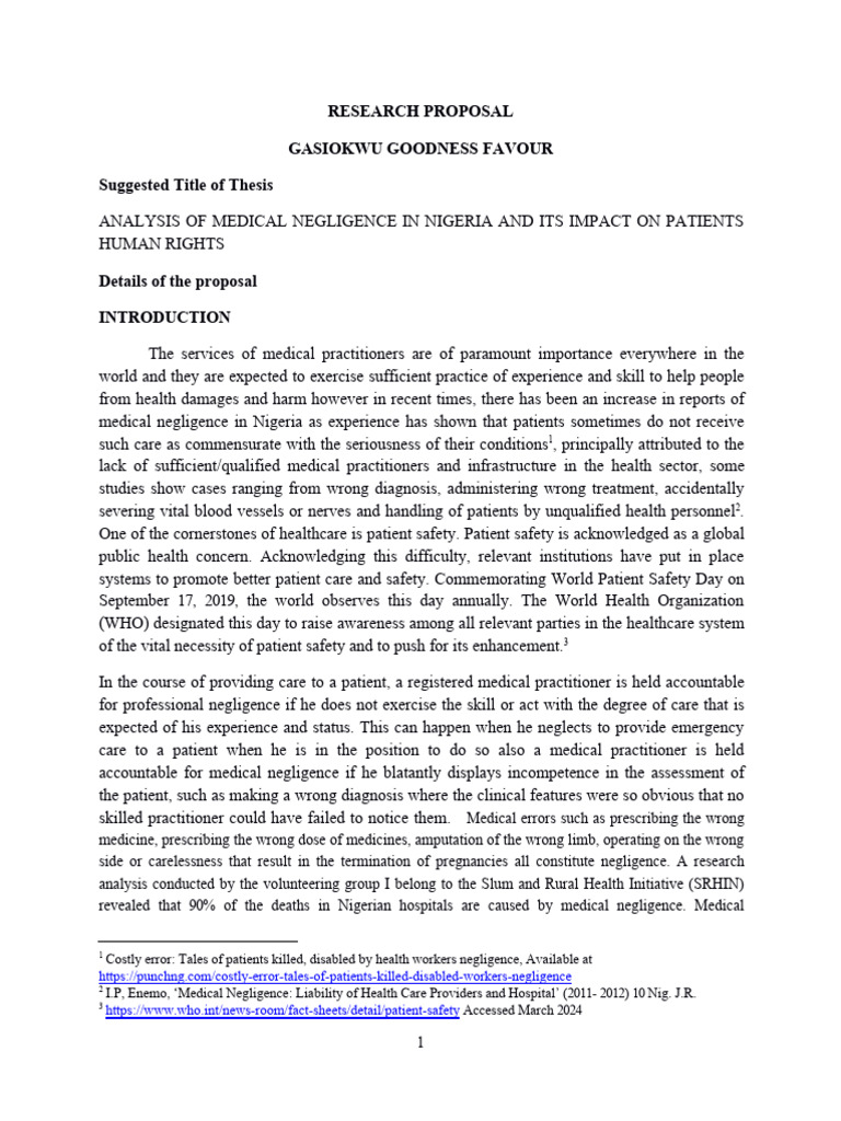 Research Proposal Sample For LLM | PDF | Health Care | Patient Safety