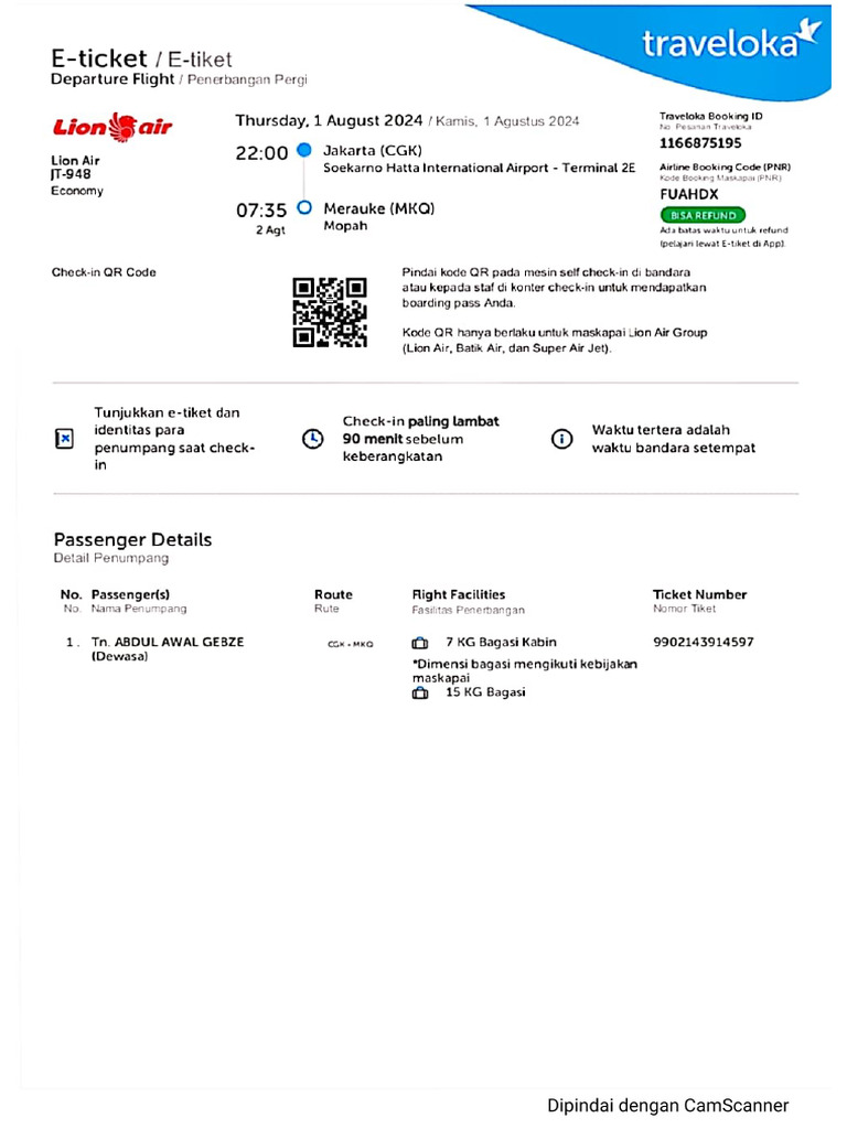 Abdul Awal Gebze E-Ticket | PDF