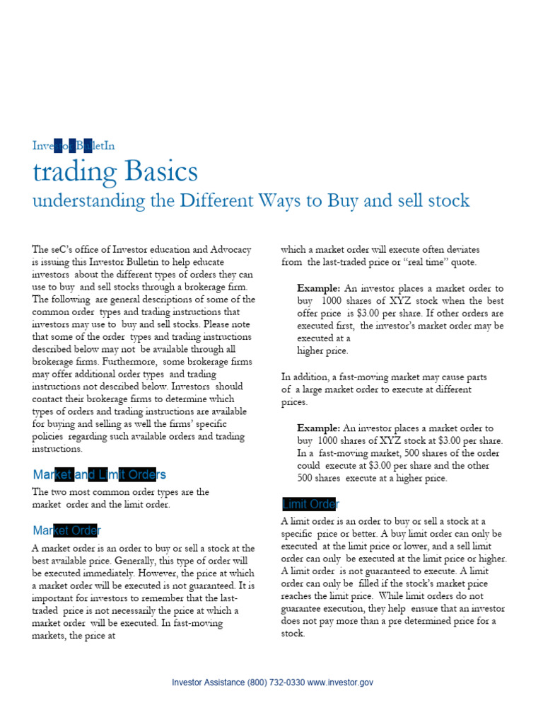 Trading Basics Understanding The Different Ways To Buy and Sell Stock ...