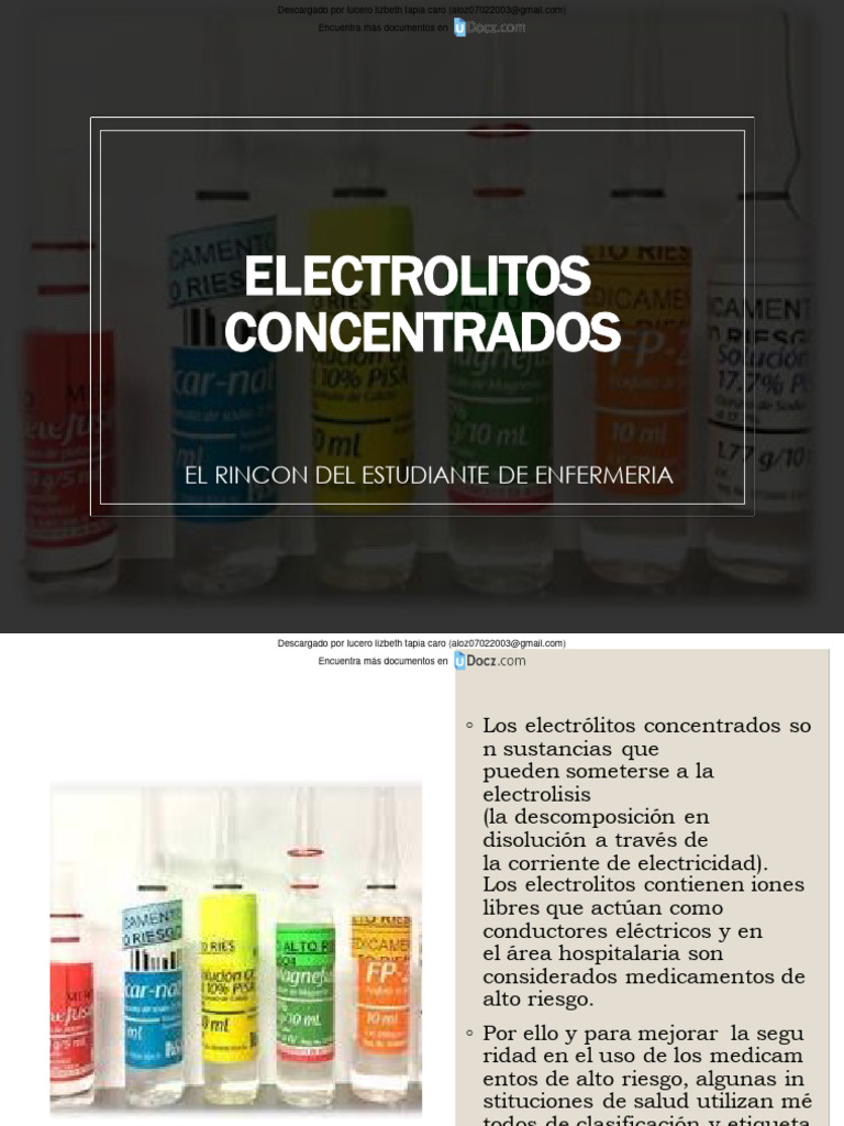 Electrolitos Concentrados 1 Downloable | PDF | Electrólito | Potasio