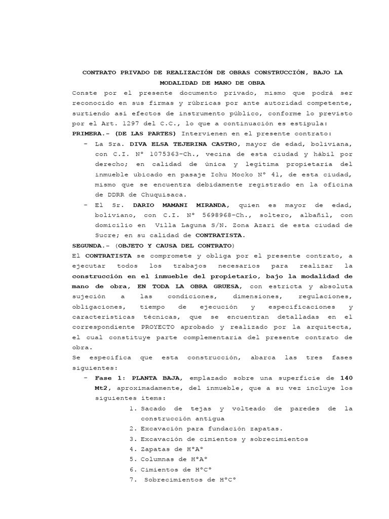 Diva Elsa Tejerina Mano de Obra | PDF