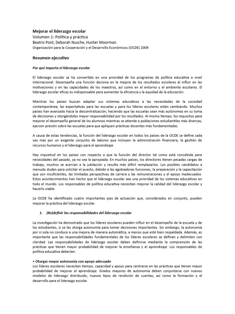 Rox S7 Lectura 6 OCDE Mejorar El Liderazgo | PDF | Liderazgo | Evaluación