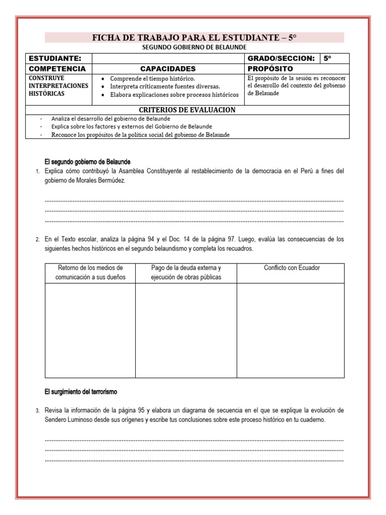 Unidad 7 - Ficha Sem 4 - CC - SS 5° | PDF