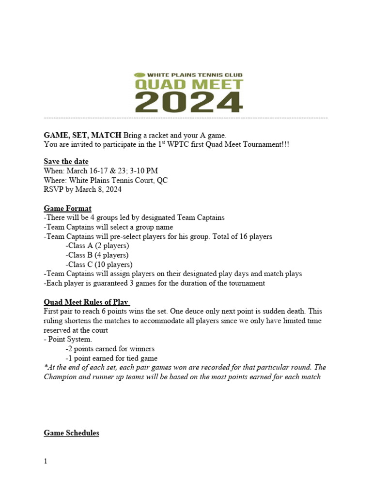 Tri-Team Tennis Tour 2024 | PDF | Tournament | Sports