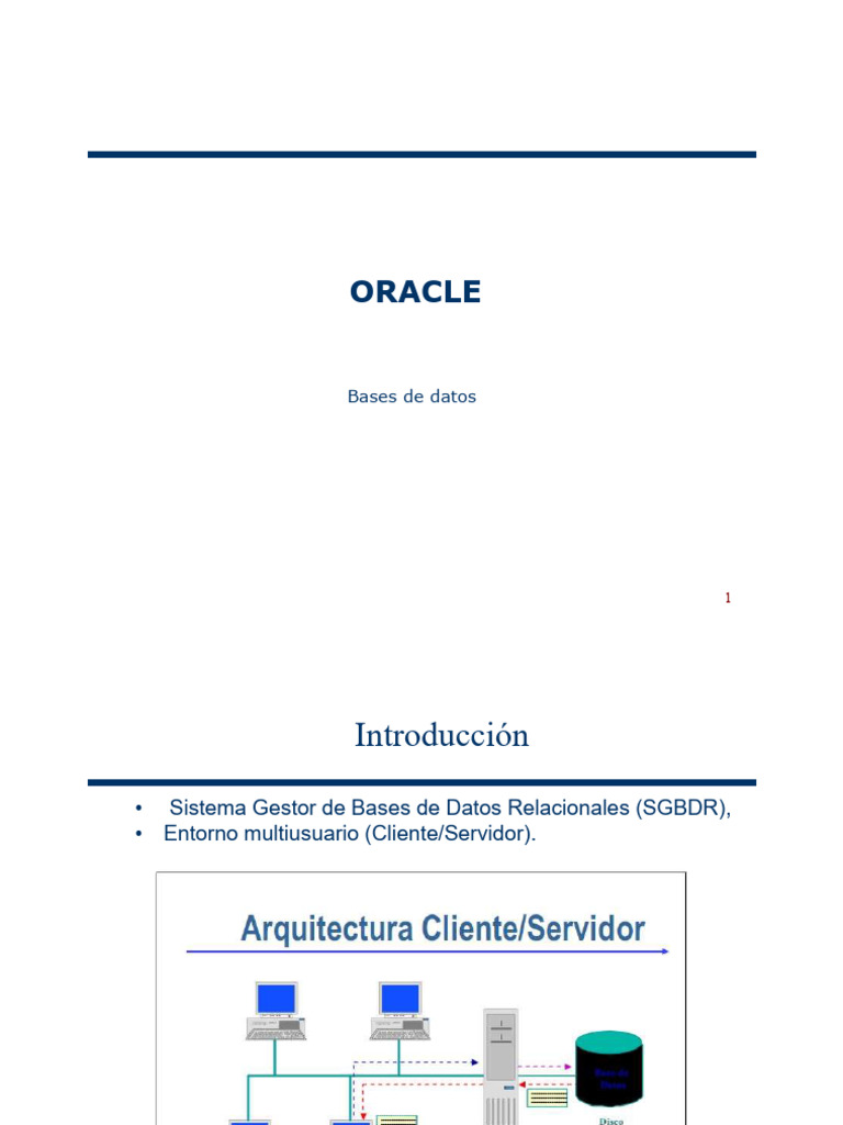 Introduccion ORACLE | PDF | SQL | Bases de datos