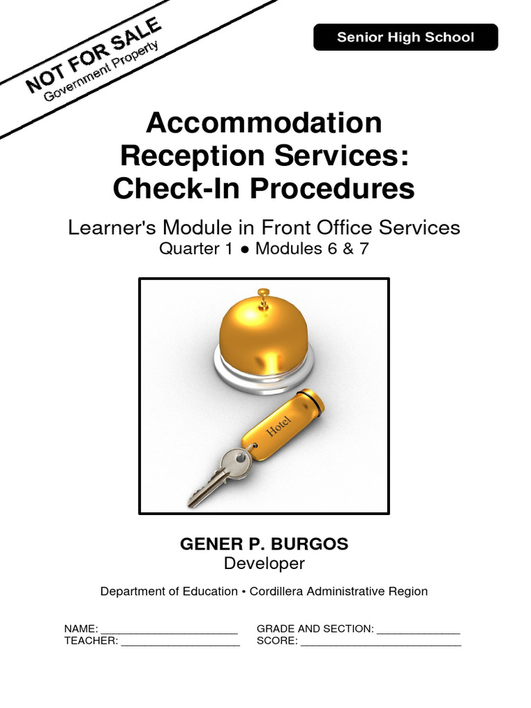 Tvl11 12 Q1mod6 7 FOS-Check-In-Procedures Gener Burgos Bgo v1 | PDF ...