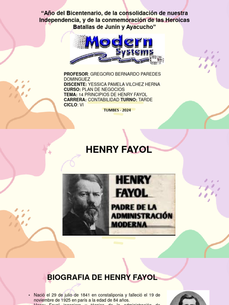 14 Principios de Henry Fayol | PDF | Business | Salario