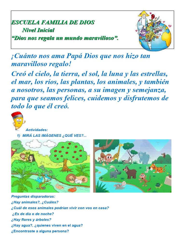 CATEQUESIS 2024 - Nivel Inicial - Dios Nos Regala Un Mundo Maravilloso ...