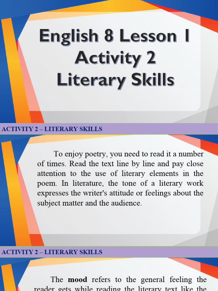 English 8 Module 1 Lesson 1 Activity 2 | PDF | Poetry | Feeling