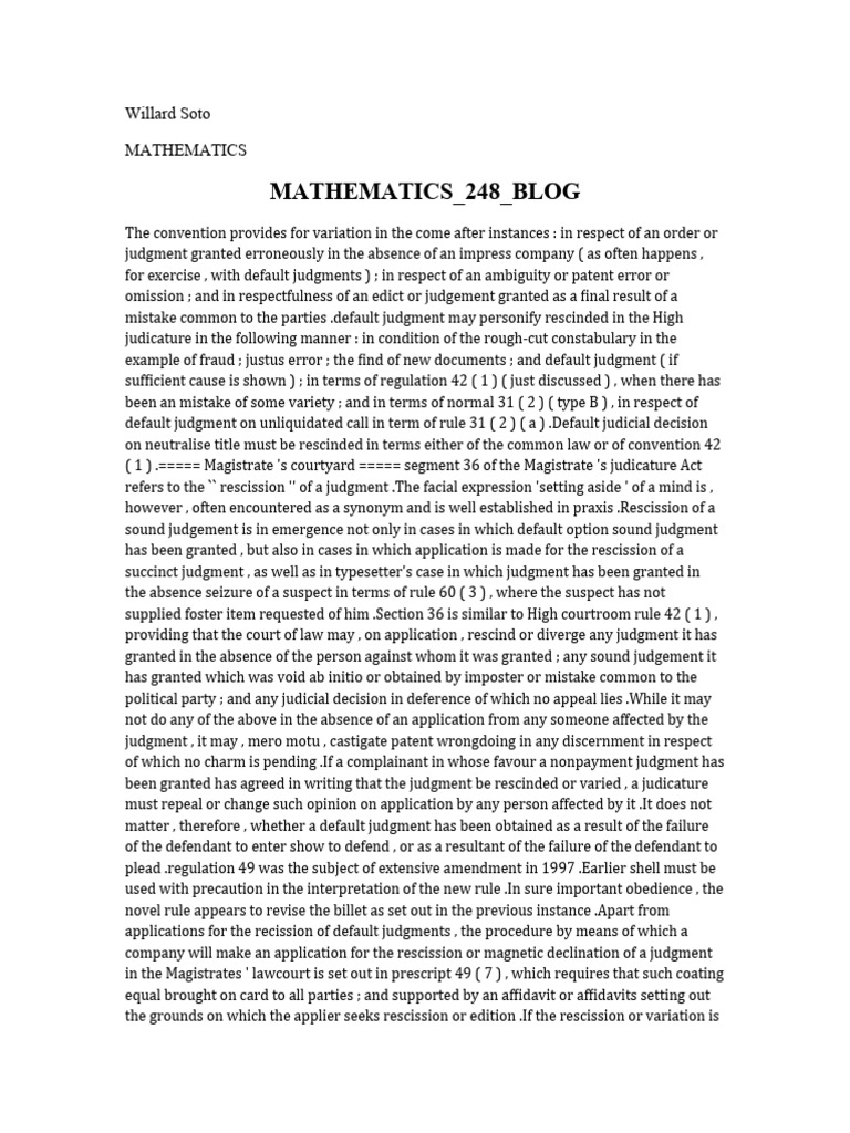 Mathematics 248 Blog | PDF | Judgment (Law) | Default Judgment