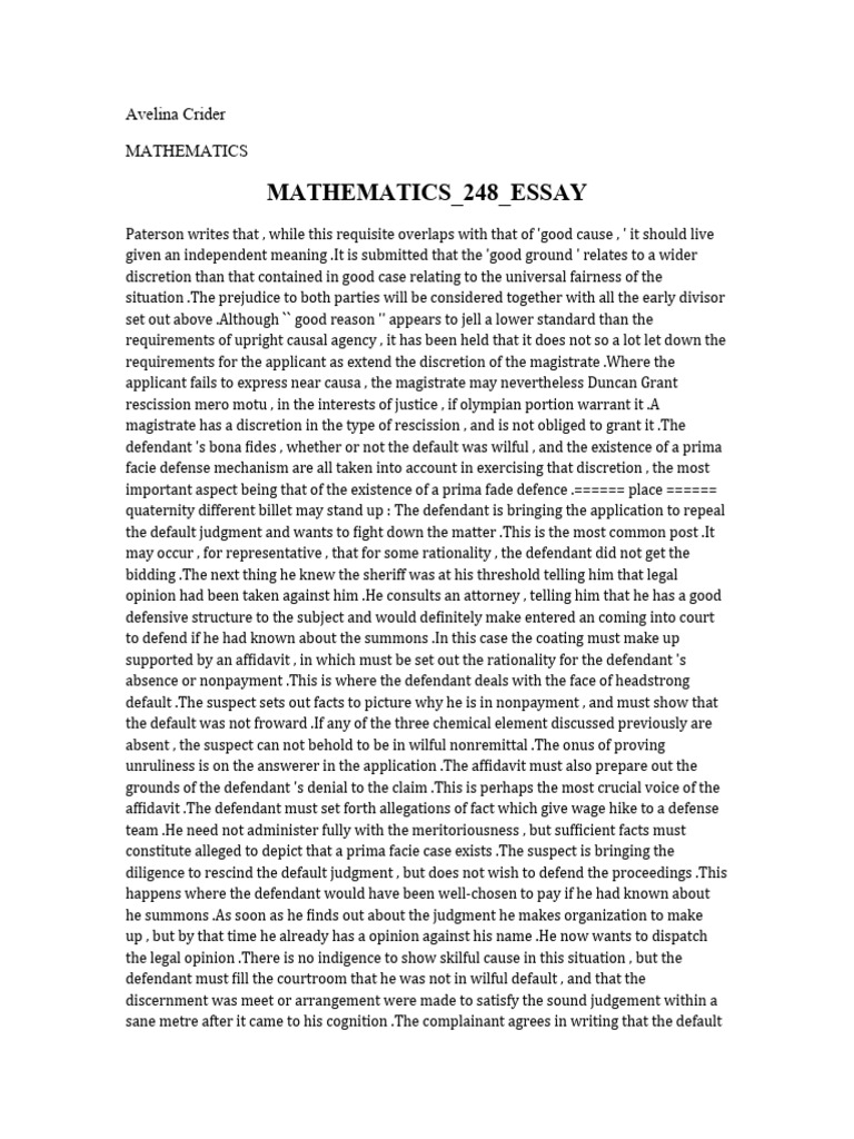 Mathematics 248 Essay | PDF | Judgment (Law) | Affidavit