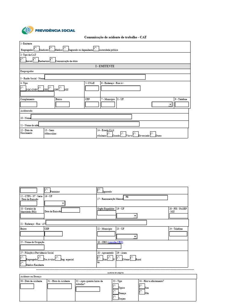 Anexo 1 - Folha de Reposta Formulário CAT | PDF
