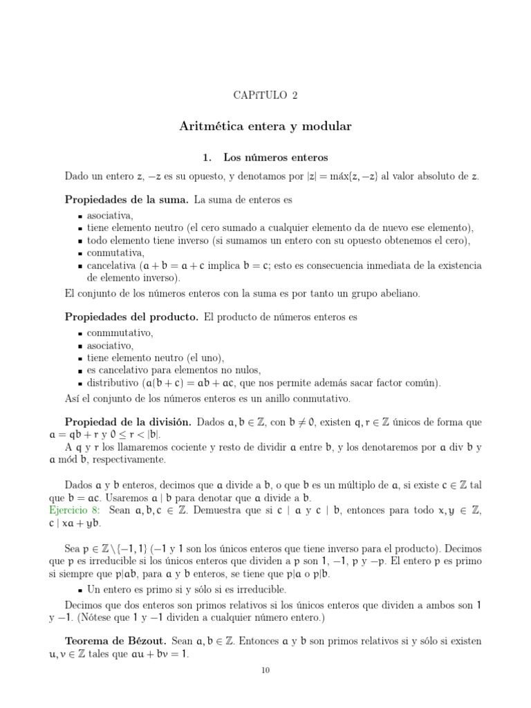 Aritmetica Enteray Modular | PDF | Entero | Grupo (Matemáticas)