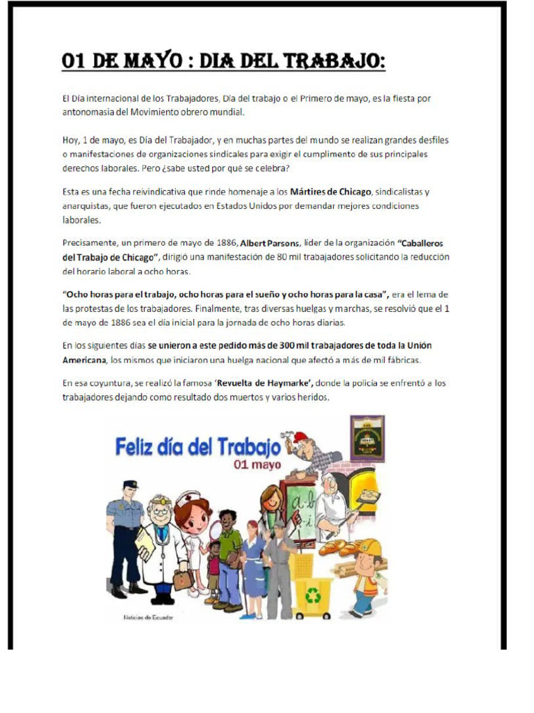 1.Dia del Trabajo (Resumen) | PDF