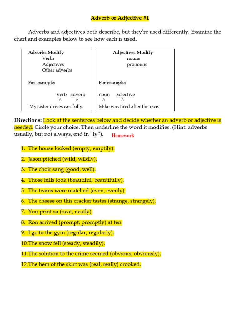 Adjectives & Adverbs With Exercises | PDF | Adverb | Adjective