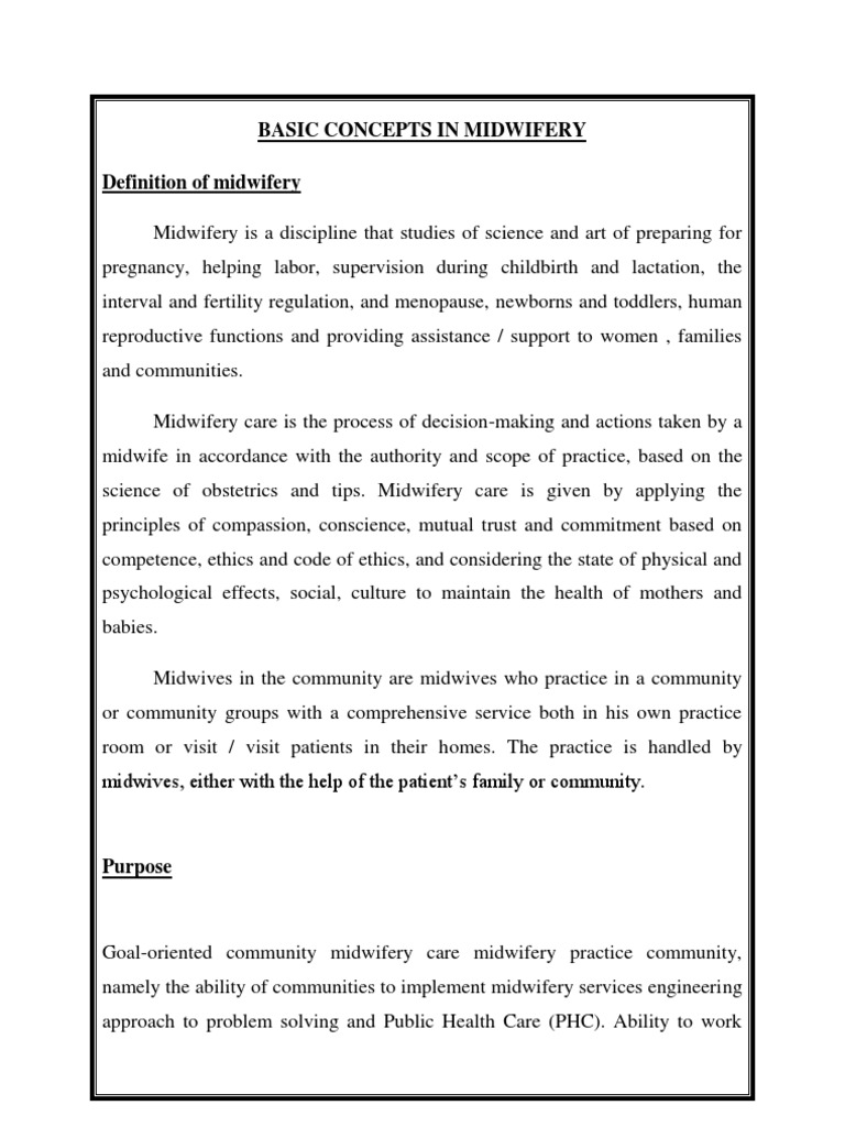 Basic Concepts in Midwifery | PDF | Midwifery | Midwife