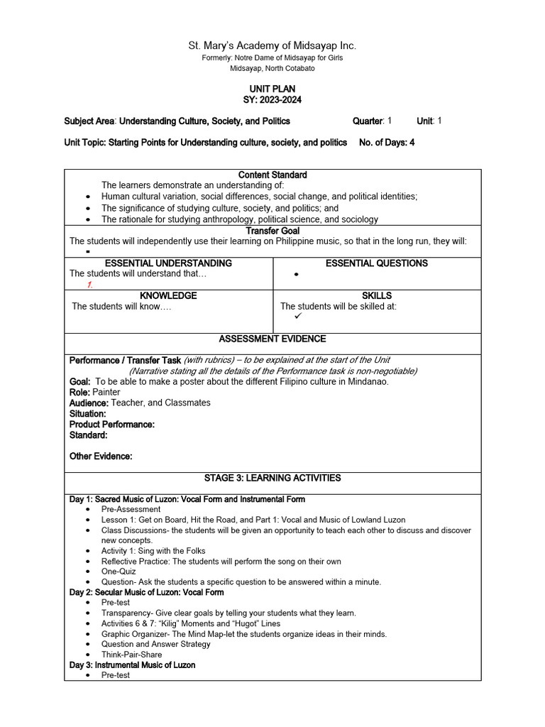 Unit Plan | PDF | Liberal Arts Education | Cognitive Science