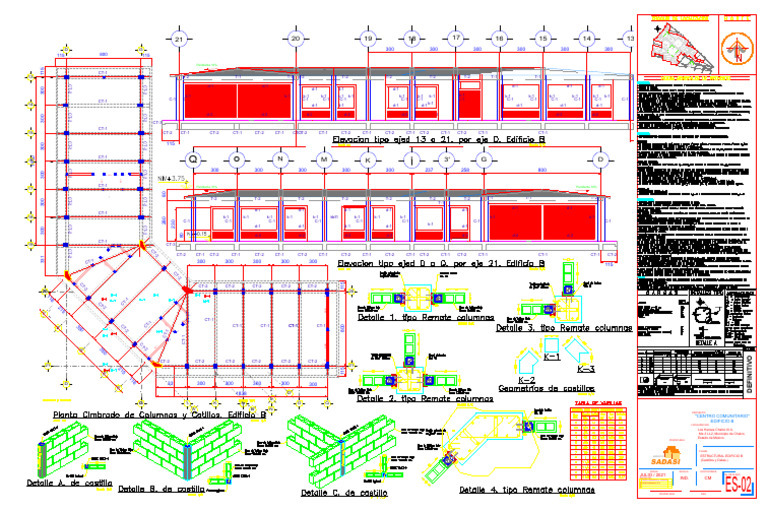 2.-ESTRUCTURAL , Castillos y dalas C.comunitario Edificio B, E-02, Rev 2-E-02 | PDF