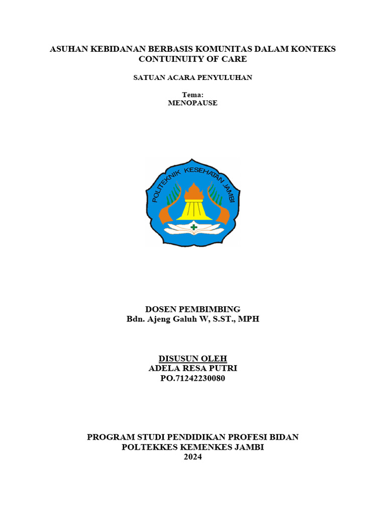 SAP Menopause - Adela Resa Putri - PO71242230080 | PDF | Kesehatan Holistik