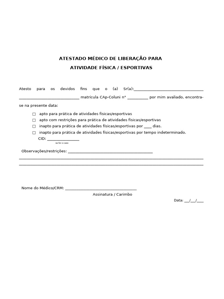 Modelo de Atestado Medico 2024 | PDF