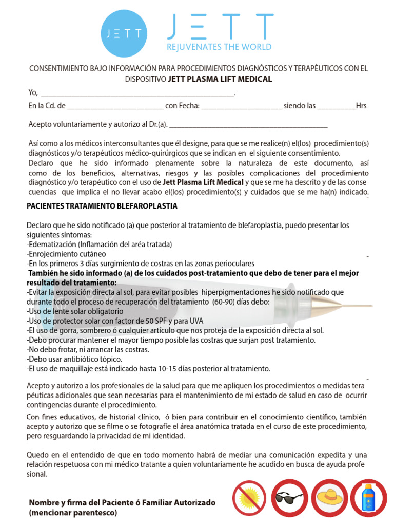 Consentimiento Jett MX Blepharoplasty | PDF | Causas de la muerte ...