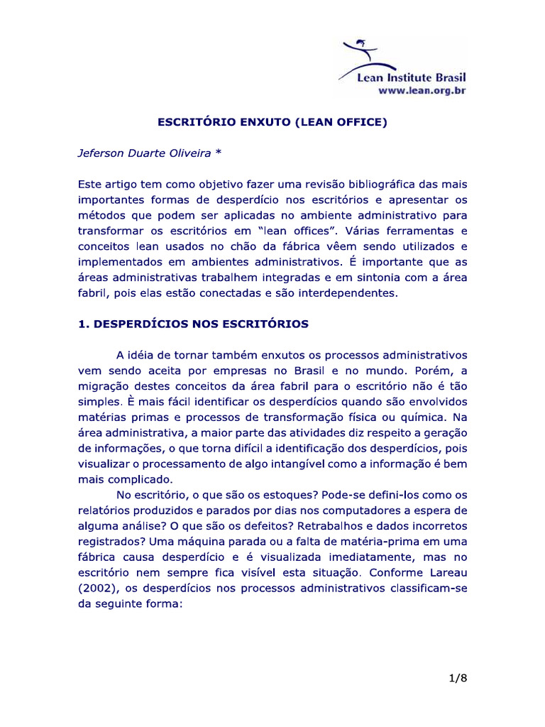 Lean Institute - Lean Office | PDF