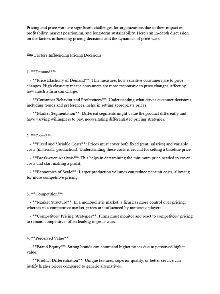 Understanding Pricing Strategies and Price Wars | PDF | Pricing ...