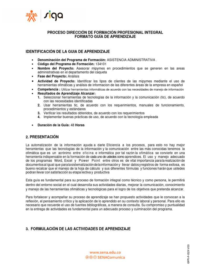 Gfpi-F-019 - Guia - de - Aprendizaje - Ofimatica | PDF | Microsoft Word | Microsoft Excel