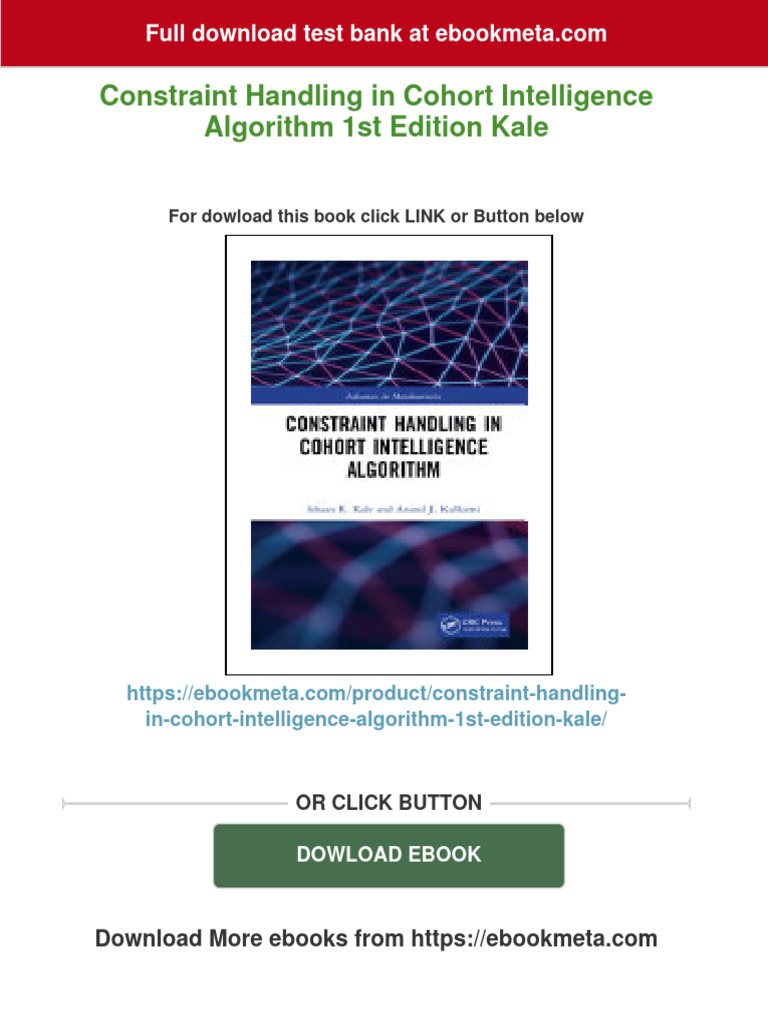 Free Pdf Sample Constraint Handling In Cohort Intelligence Algorithm 1st Edition Kale Ebooks