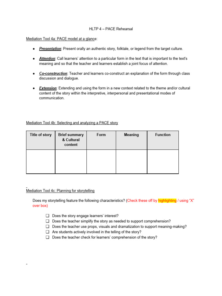 PRINT HLTP 4 - PACE Rehearsal Template (1) | PDF | Communication ...