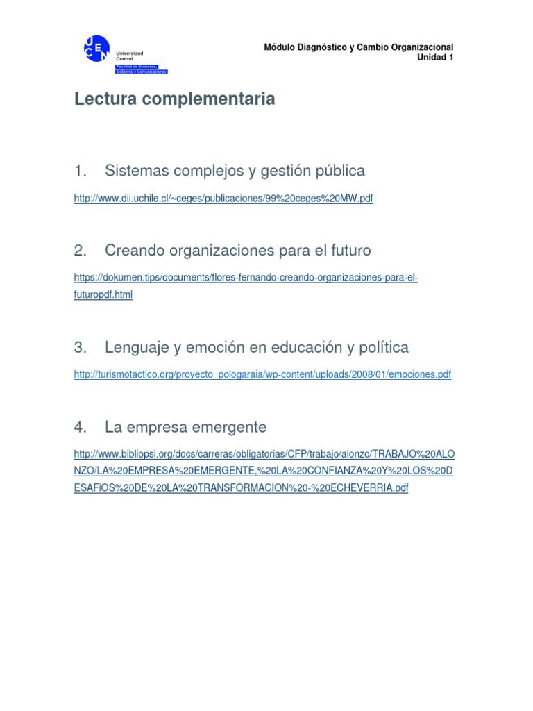 Lectura Complementaria - Unidad 1 | PDF