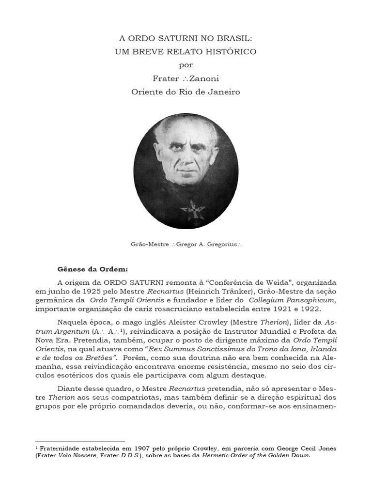 A História da Ordo Saturni no Brasil | PDF | Loja Maçônica | Thelema