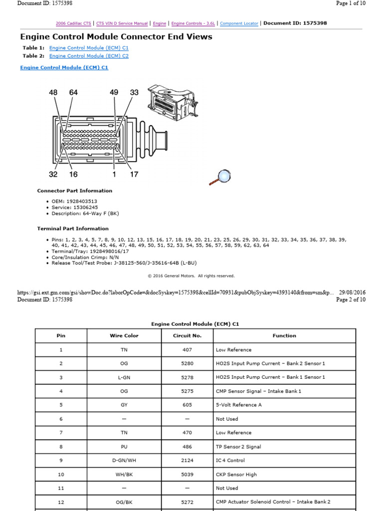 ECM Connector Pinouts | PDF | Electrical Connector | Relay