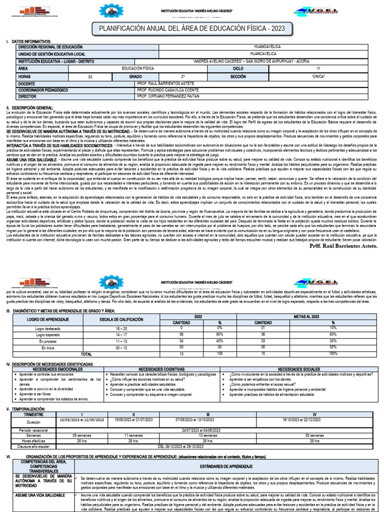 P.C.A Educ. Fis. 2° | PDF | Aprendizaje | Las emociones