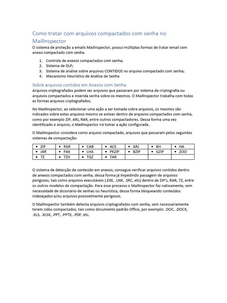 MailInspector: Gestão de Anexos Criptografados | PDF | Senha | Criptografia