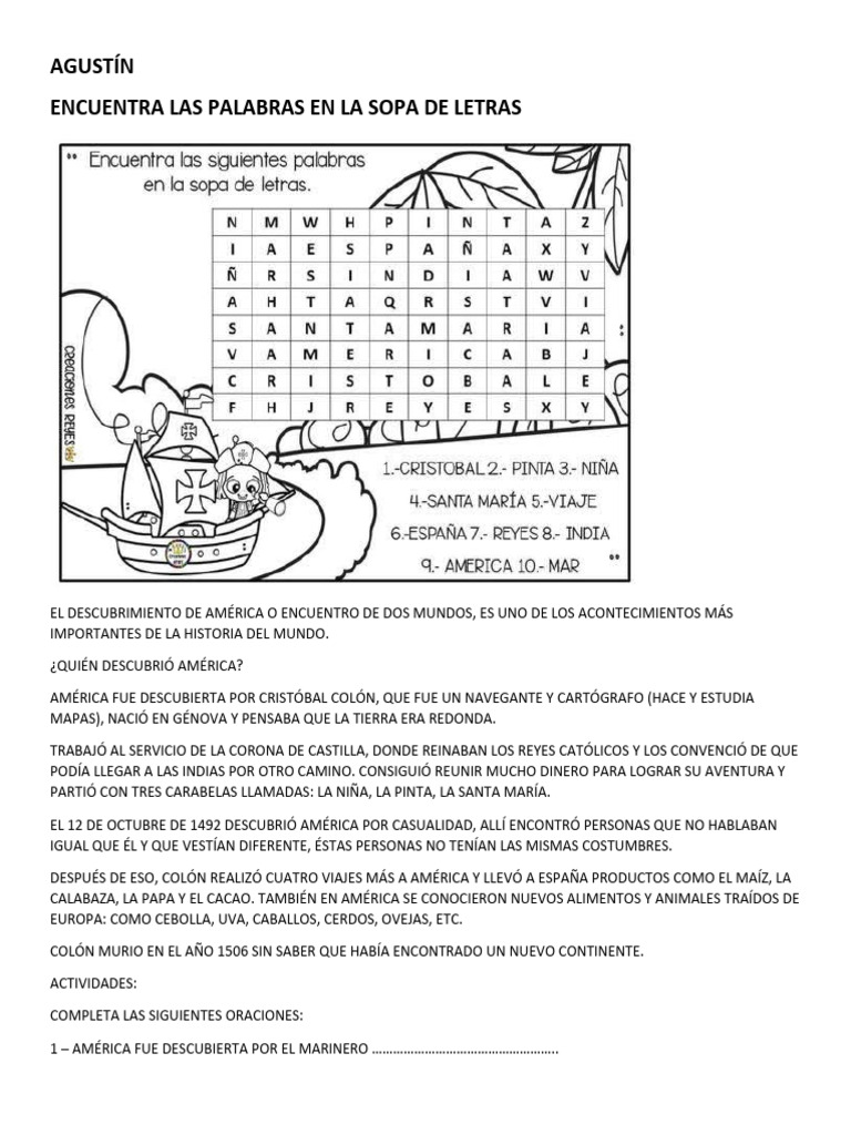 AGUSTÍN | PDF | Cristobal colon | Edad del descubrimiento