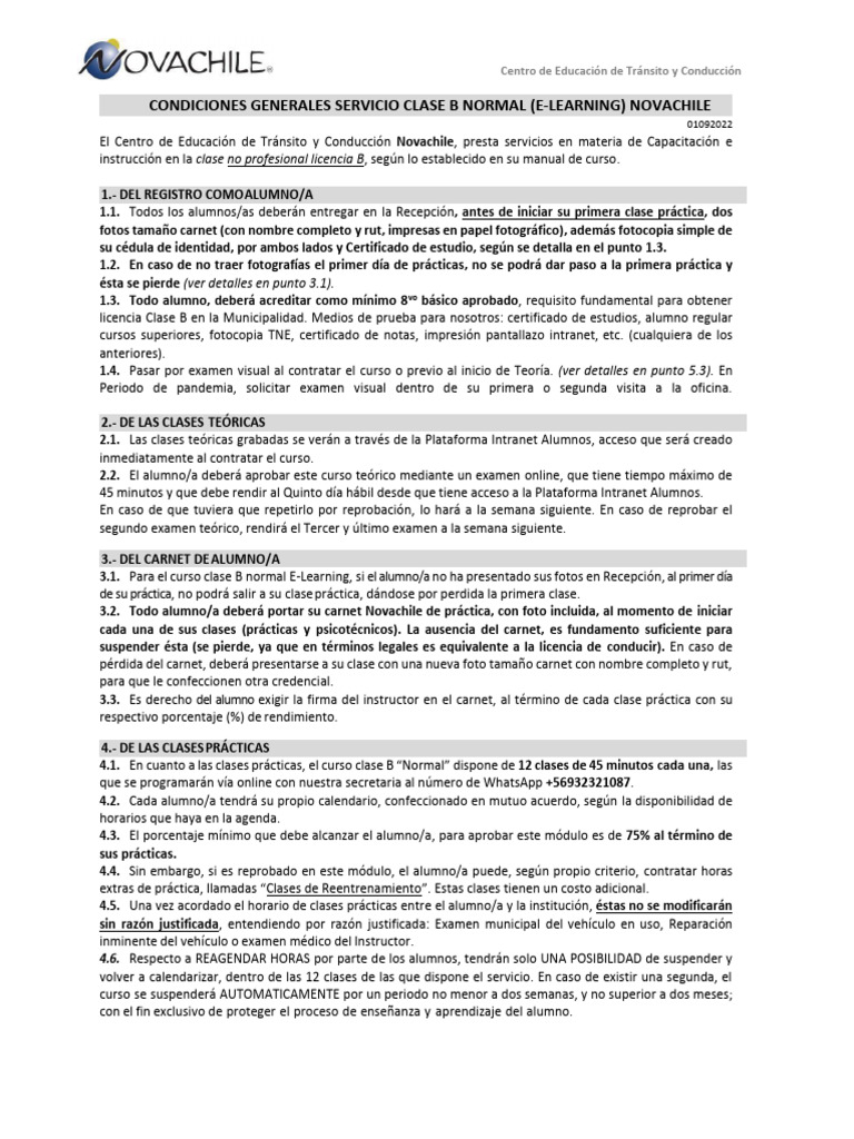 14. Condiciones Generales de Servicio Clase B NORMAL E-LEARNING | PDF | Facebook