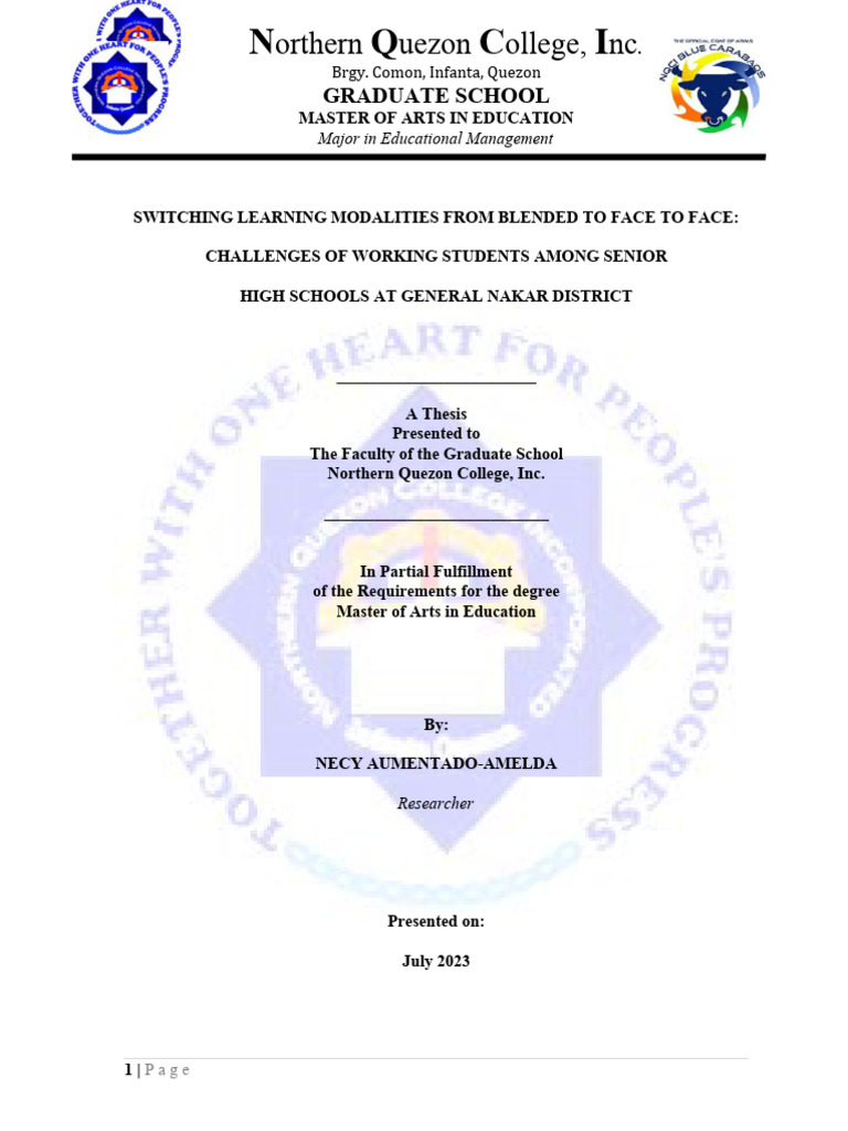 Amelda Necy A. Chapter 1 5 For Print | PDF | Learning | Distance Education